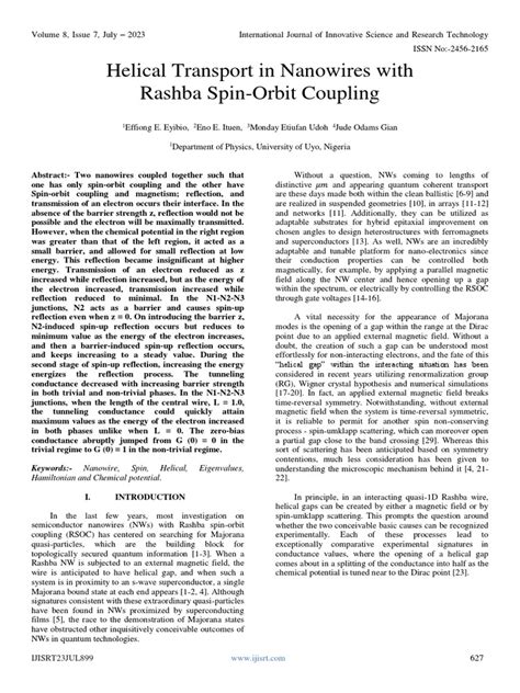 helical transport in nanowires with rashba spin orbit coupling pdf