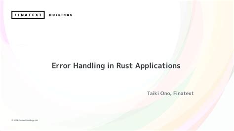 Error Handling In Rust Applications Speaker Deck