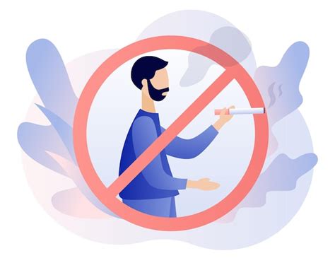 금연 표시가 없습니다 니코틴 거부 금연 건강한 습관 흡연자 프리미엄 벡터