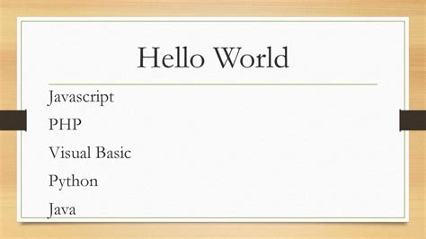 Programming In Any Language With “hello World” Examples Ppt Download
