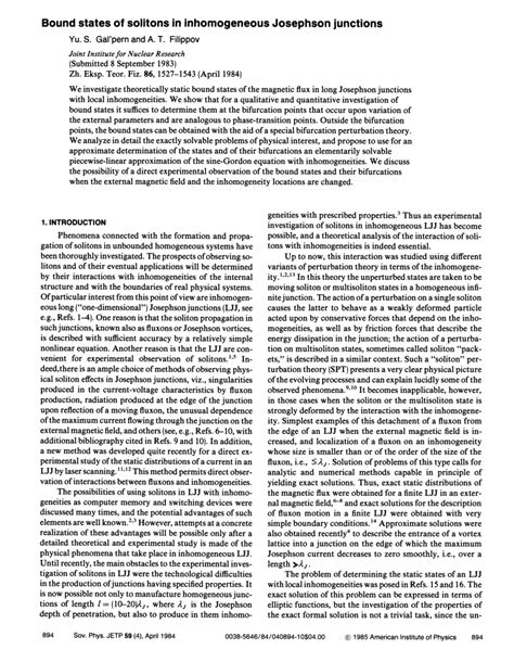 Pdf Bound States Of Solitons In Inhomogeneous Josephson Junctions