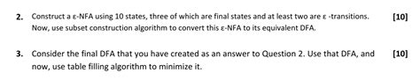 Solved 2 10 Construct a ε NFA using 10 states three of Chegg com