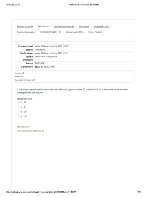 Primer Parcial Revisión Del Intento Pdf Ingeniería Mecánica