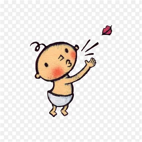卡通手绘可爱的宝宝飞吻插画免抠png图片素材下载 图片编号qvmlekno 免抠素材网
