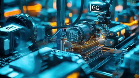 Innovative Robotic Arm Placing Microchip On Circuit Board In Factory
