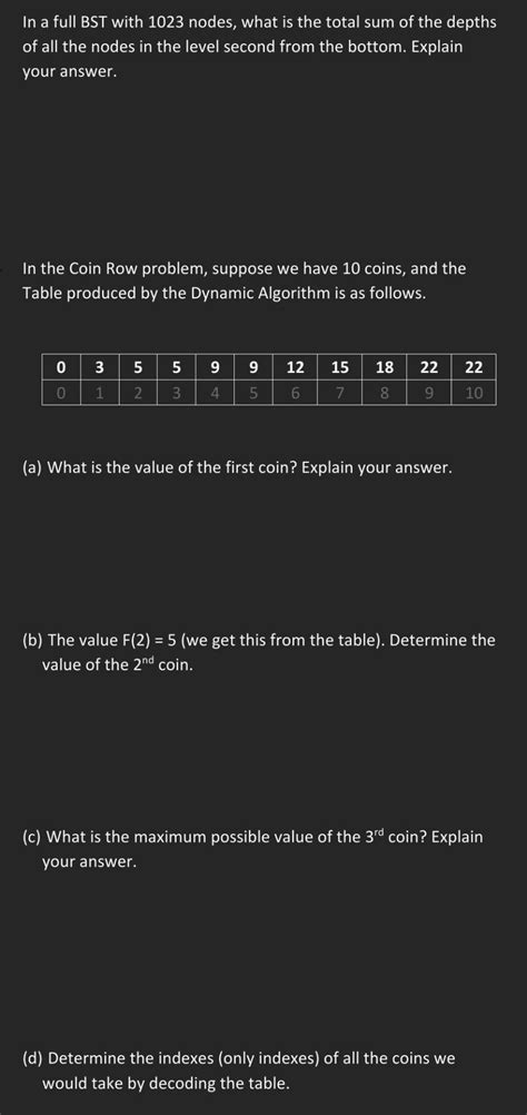 Solved In A Full Bst With 1023 Nodes What Is The Total Sum