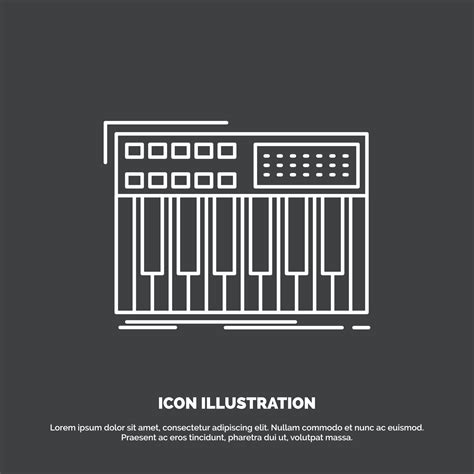 Synth Keyboard Midi Synthesiser Synthesizer Icon Line Vector