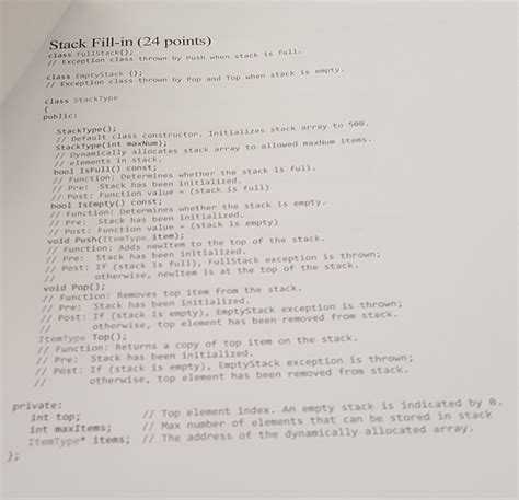 Solved Stack Fill In Points Exception Class Thrown By Chegg