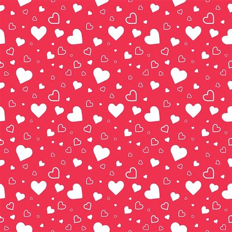 귀여운 하트 레드 화이트 원활한 패턴 배경 벡터 일러스트 레이 션 프리미엄 벡터
