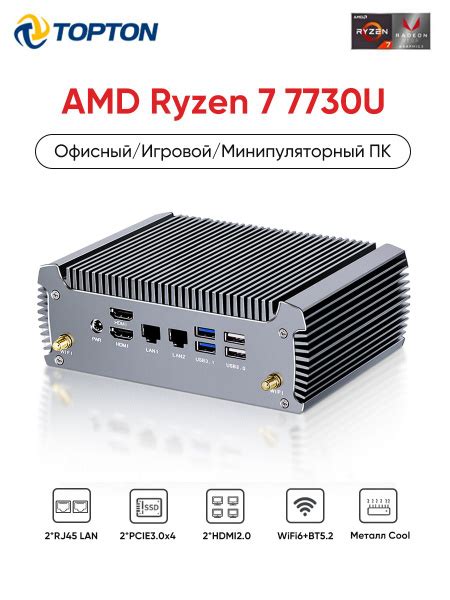 TOPTON Мини ПК FU02 PLUS AMD Ryzen 7 7730U RAM 32 ГБ SSD 1024 ГБ AMD Radeon Graphics