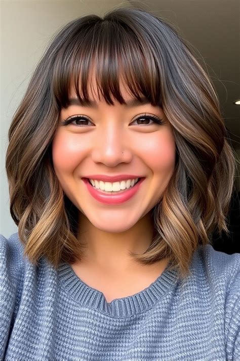 50 Wavy Lob Haircuts For Effortless Glamour Bright Brunette Waves