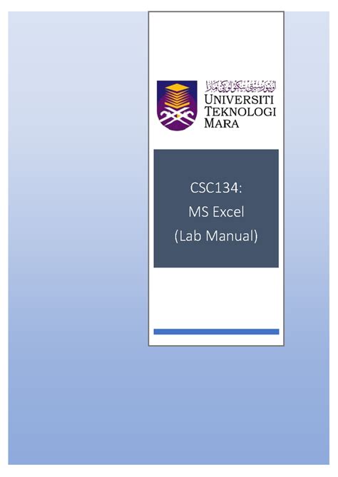 Csc134 Ms Excel Lab Manual Csc134 Ms Excel Lab Manual Csc134 Ms