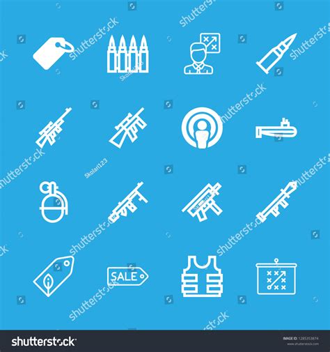 Gun Icons Set Tag Grenade Launcher เวกเตอร์สต็อก ปลอดค่าลิขสิทธิ์