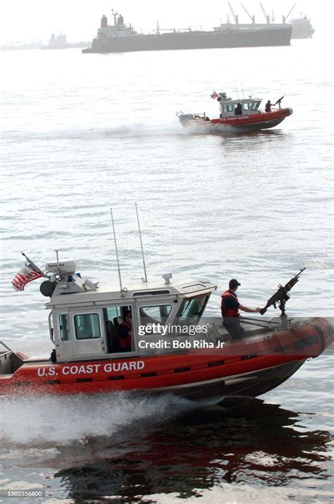 Us Coast Guard On Patrol Within Inner Harbor At Port Of Long Beach