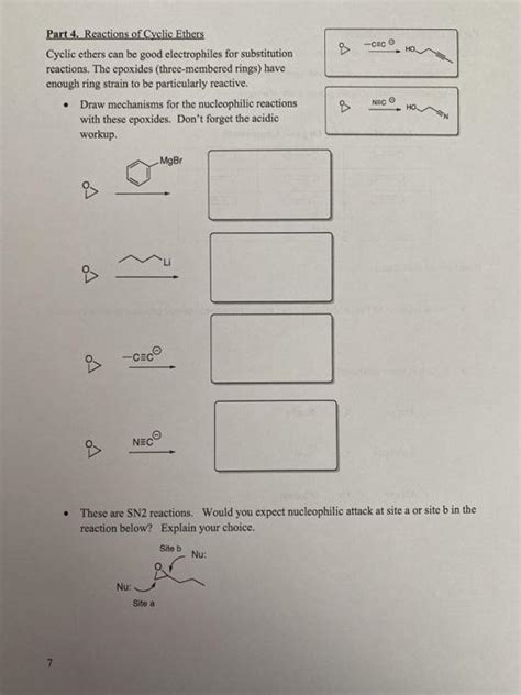 Solved B Cace HO Part Reactions Of Cyclic Ethers Cyclic Chegg Com