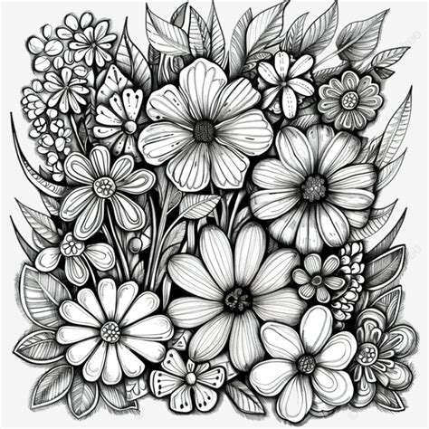 꽃 한다면 그림 디자인 개요 아트웍 꽃 꽃무늬 자연 Png 일러스트 및 이미지 에 대한 무료 다운로드 Pngtree