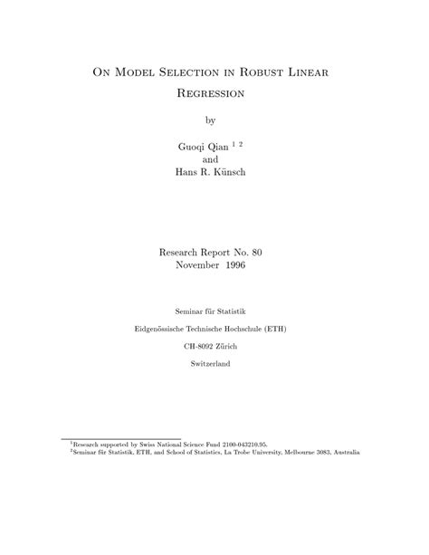 Pdf On Model Selection In Robust Linear Regression