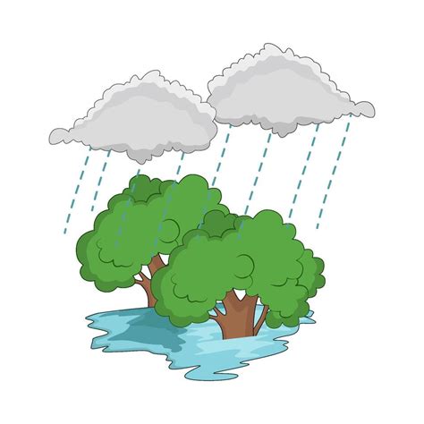 Tree Under Flood Vector Art At Vecteezy