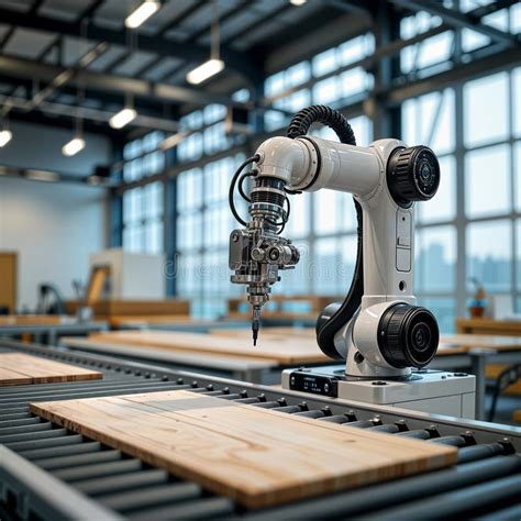 Efficient Wood Processing Robotic Arm At Work Generative Ai Stock Illustration Illustration