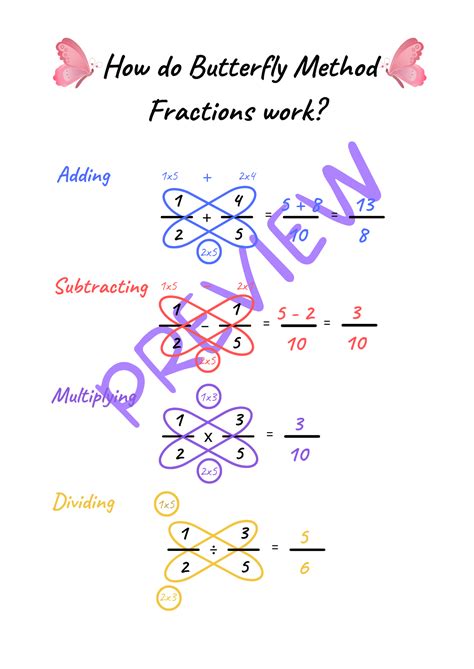 the butterfly method for fractions with adding subtracting dividing