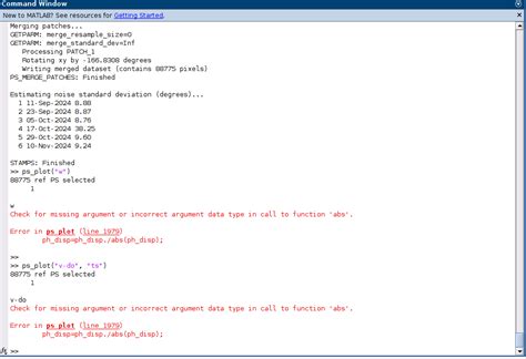 ps plot error check for missing argument or incorrect argument data