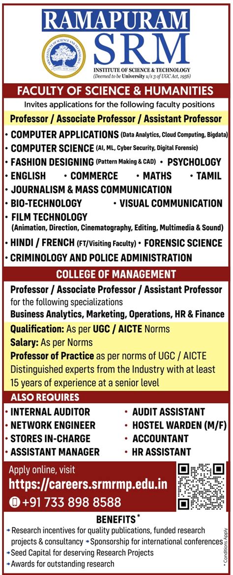 Teaching And Non Teaching Jobs At Srm Institute Of Science And