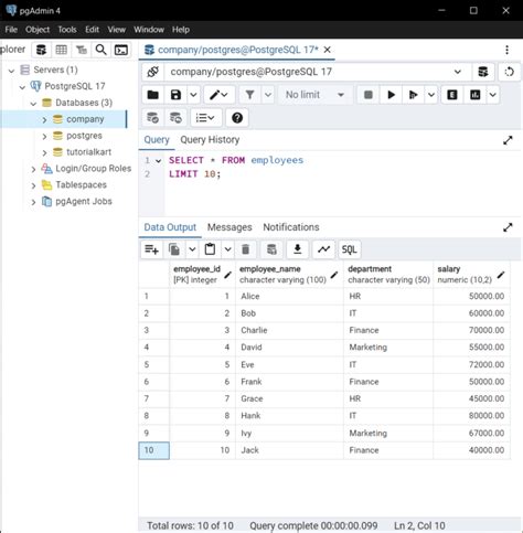 postgresql select top 10 rows from table