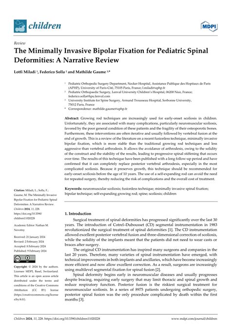 Pdf The Minimally Invasive Bipolar Fixation For Pediatric Spinal
