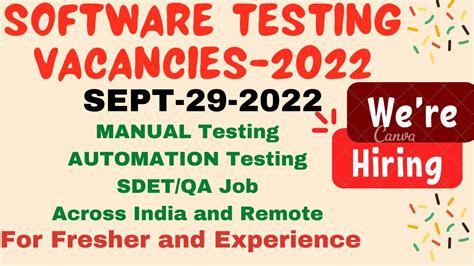 Software Testing Vacancies Qa Jobs Vacancysdet Automation Job