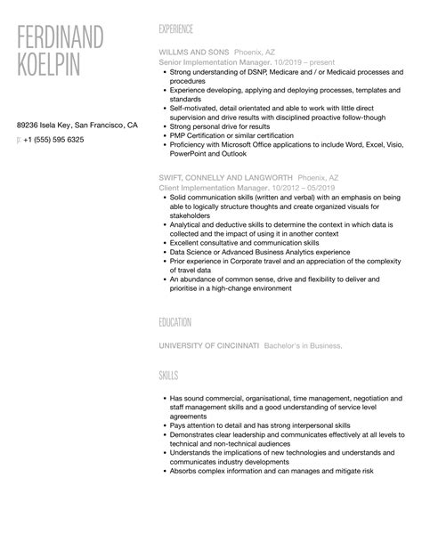 Implementation Manager Resume Samples Velvet Jobs