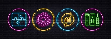 코로나 바이러스 업데이트 데이터 및 퍼즐 최소 라인 아이콘 웹 응용 프로그램 인쇄용 네온 레이저 3d 조명 벡터 3차원 형태에 대한 스톡 벡터 아트 및 기타 이미지 Istock