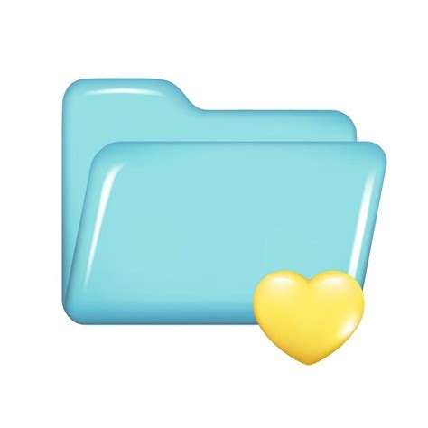 Premium Vector Realistic 3d Blue Folder With Yellow Heart Decorative 3d Management Opened File
