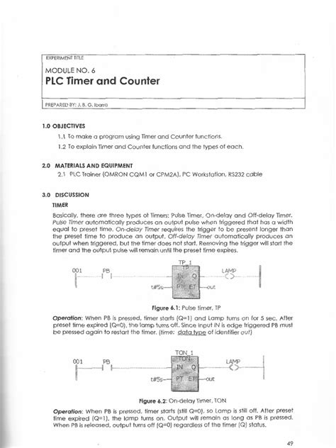 Experiment 6 Plc Timer And Counter Pdf