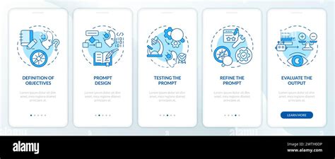 Improve Prompt Engineering Process Blue Onboarding Mobile App Screen Stock Vector Image And Art