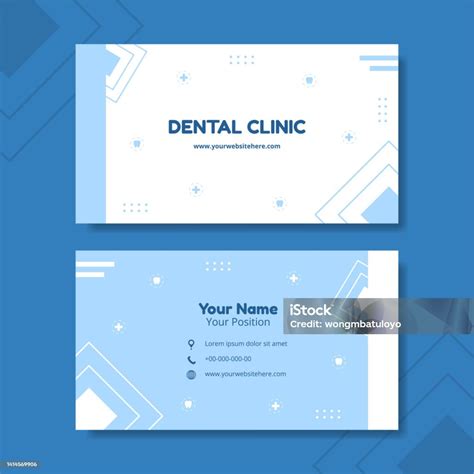 치과 진료소 카드 수평 템플릿 손으로 그린 만화 플랫 일러스트 레이 션 개체 그룹에 대한 스톡 벡터 아트 및 기타 이미지