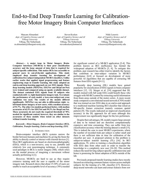 PDF End To End Deep Transfer Learning For Calibration Free Motor Imagery Brain Computer Interfaces