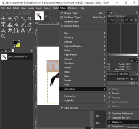 Edit Frames Of Animated Using GIMP In Windows 11