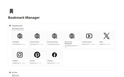 bookmark manager notion template