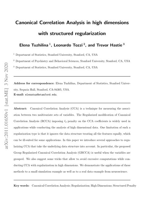 pdf canonical correlation analysis in high dimensions with structured