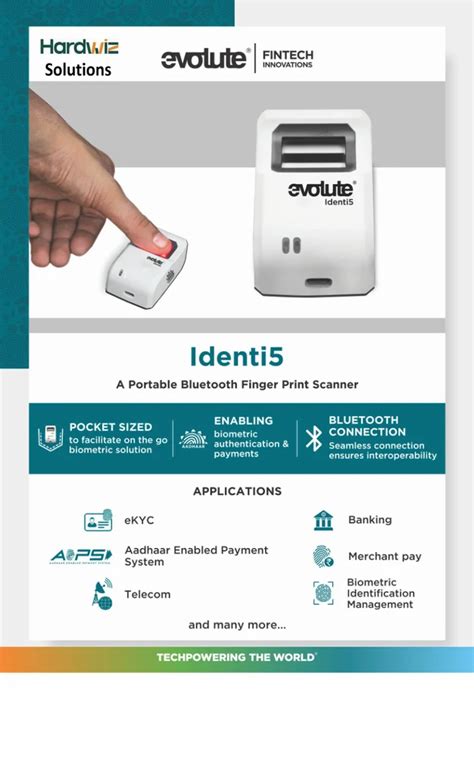 Evolute Identi5 L1 Bluetooth Fingerprint Device Optical Sensors At