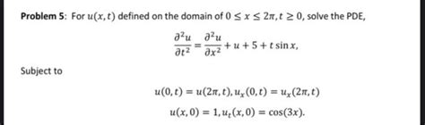 Solved Problem For U X T Defined On The Domain Of Chegg