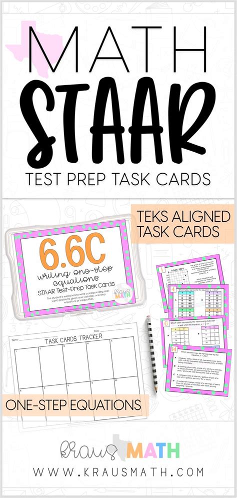 C Writing One Step Equations STAAR Test Prep TEKS Task Cards Kraus Math Staar Test Prep