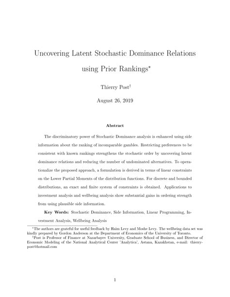 Pdf Uncovering Latent Stochastic Dominance Relations Using Prior Rankings