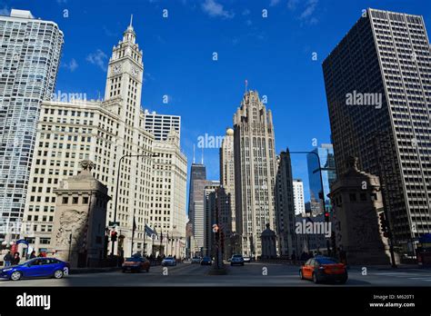 The View North Up The Iconic Magnificent Mile Shopping District From