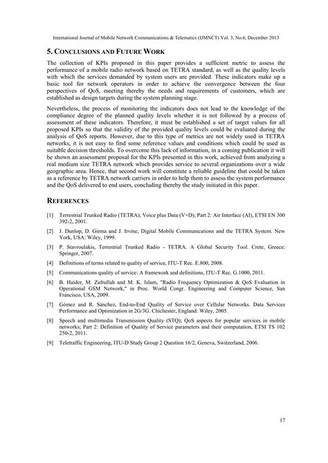 Key Performance Indicators For Qos Assessment In Tetra Networks Pdf