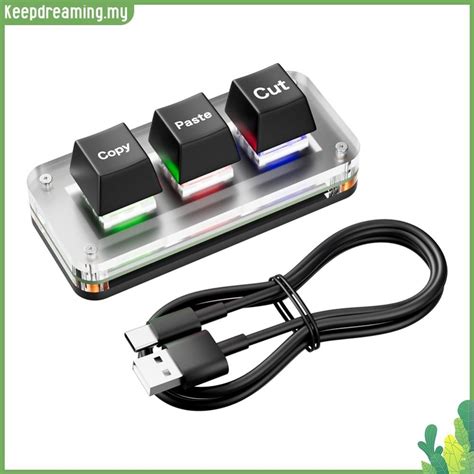 Keepdreaming Rgb Mini Cut Copy Paste Keyboard 3 Key Ctrl X C V Shortcut One Handed Keyboard Usb