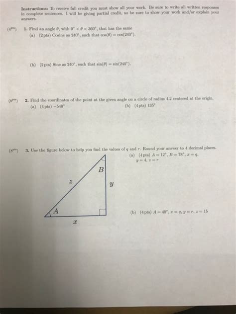 Solved Instructions To Receive Full Credit You Must Show