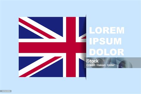 복사 공간이있는 절반 영국 국기 벡터 그림자 스타일이있는 국가 플래그 수평 슬라이드 효과 영국 아이콘 디자인 자산 Lorem Ipsum에 대한 스톡 벡터 아트 및 기타