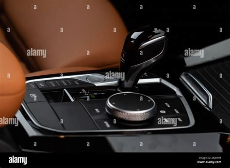 Modern Automatic Gearbox Close Up Of The Gearbox Transmission Handle Automatic Gear Stick