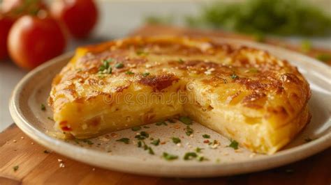 Shallow Depth Of Field Selective Focus Image With Spanish Tortilla Espanola Dish Generative